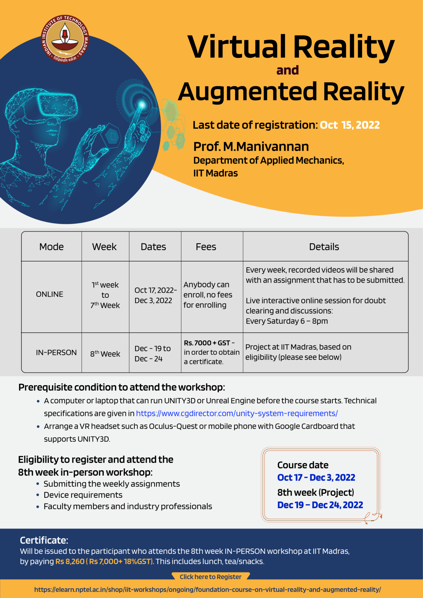 Foundation Course On Virtual Reality And Augmented Reality At IIT ...